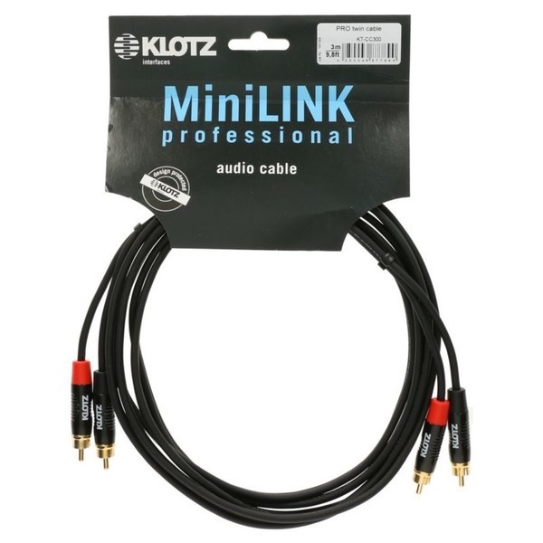 כבל 2xRCA - 2xRCA מקצועי KLOTZ KT-CC300 באורך 3 מטר | קול המוסיקה